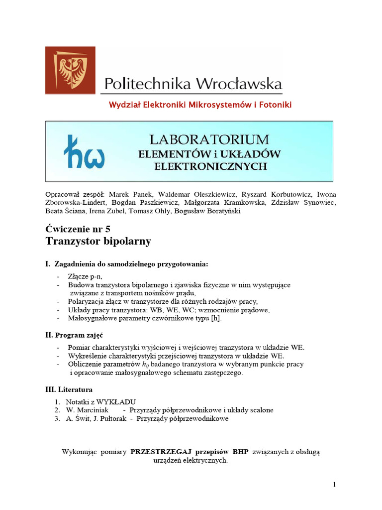cw5 Tranzystor Bipolarny | PDF
