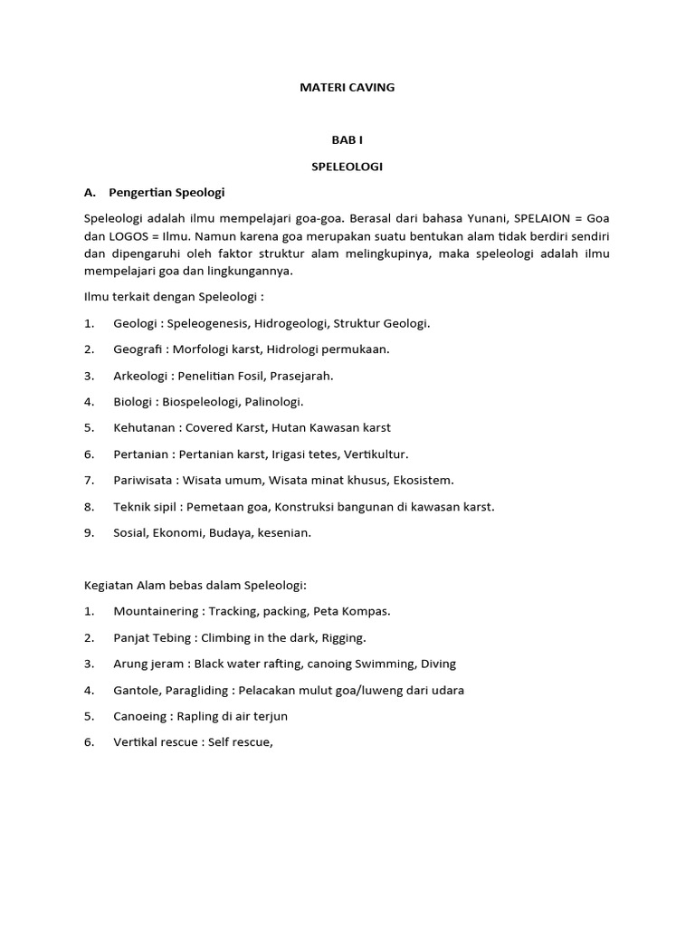 Materi Caving | PDF | Sains & Matematika