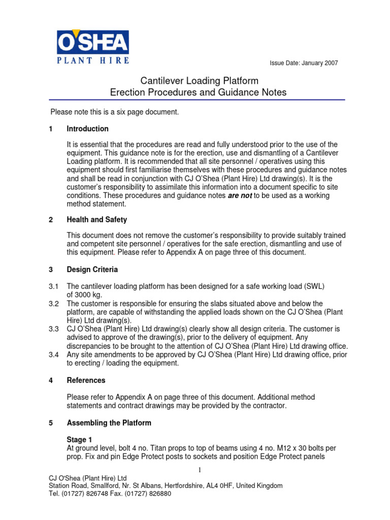 Cantilever Loading Platform Guidelines | PDF | Scaffolding