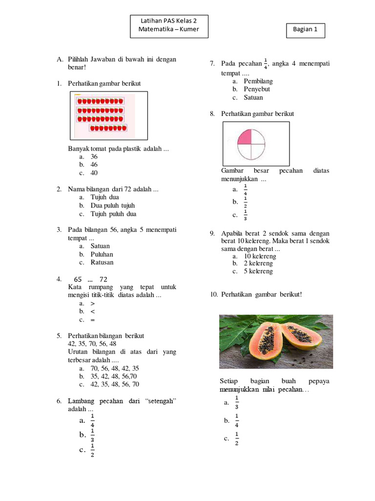Latihan PAS Kelas 2 Kumer | PDF