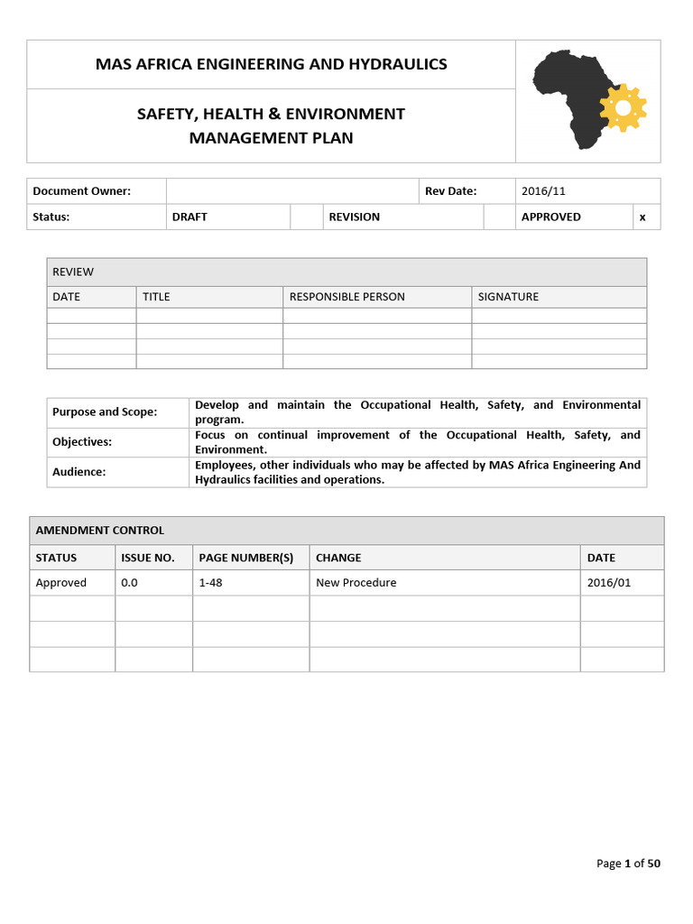 11 01 SHE Plan | PDF | Safety | Occupational Safety And Health