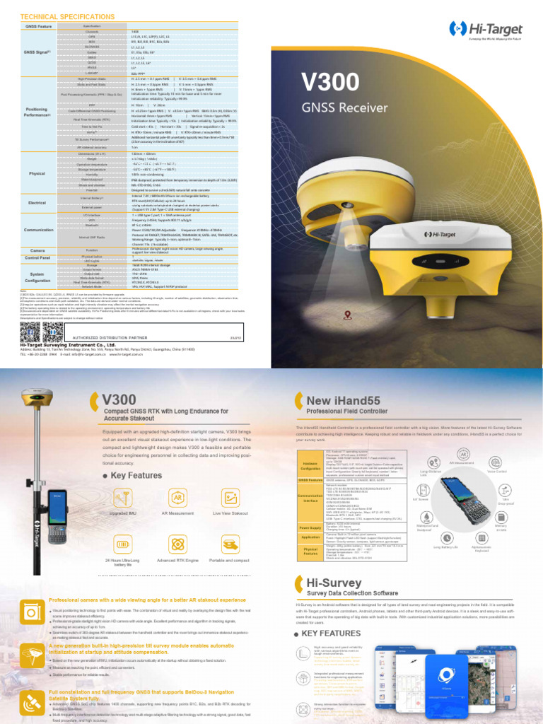 V300 GNSS Receiver: High-Precision RTK | PDF | Mobile Technology | Geodesy