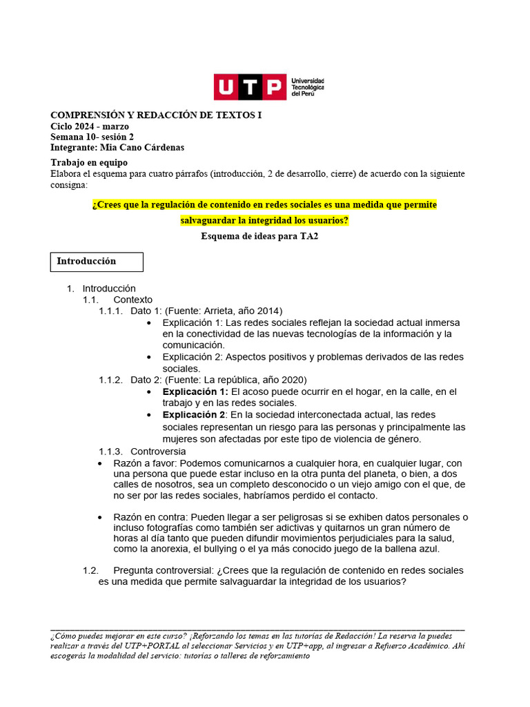 Esquema de Producción para La TA2 | PDF | Internet | Servicio de redes sociales