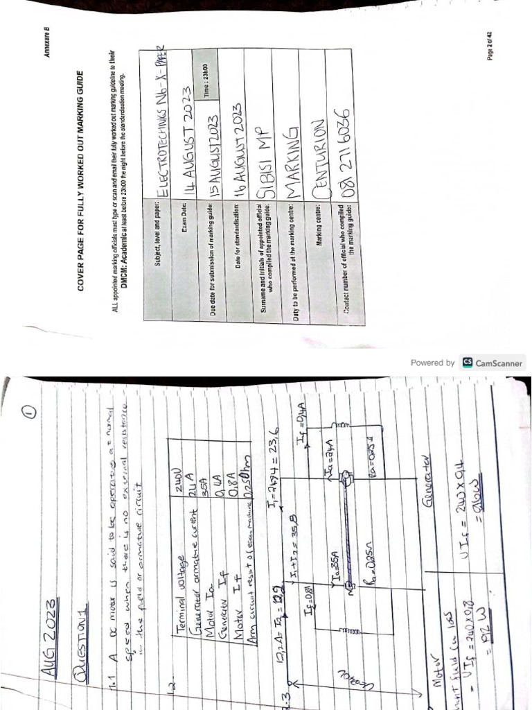 Electrotechnics n6 Worked Out Marking Guideline | PDF