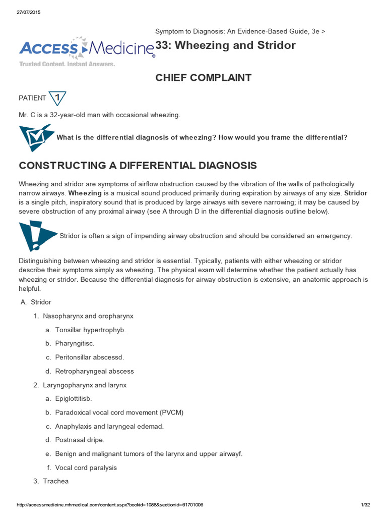 Cap 25 Sibilancia e Estridor | PDF | Asthma | Respiratory Diseases