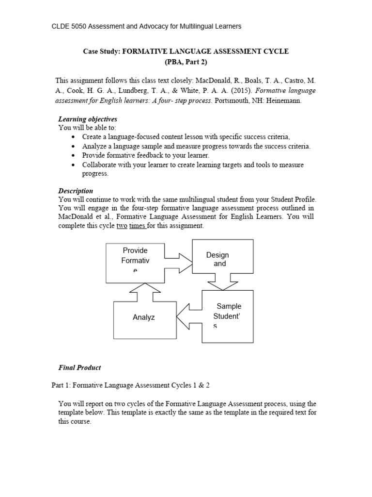 Formative Language Assessment Cycle 1 - 2 | PDF | Grammatical ...