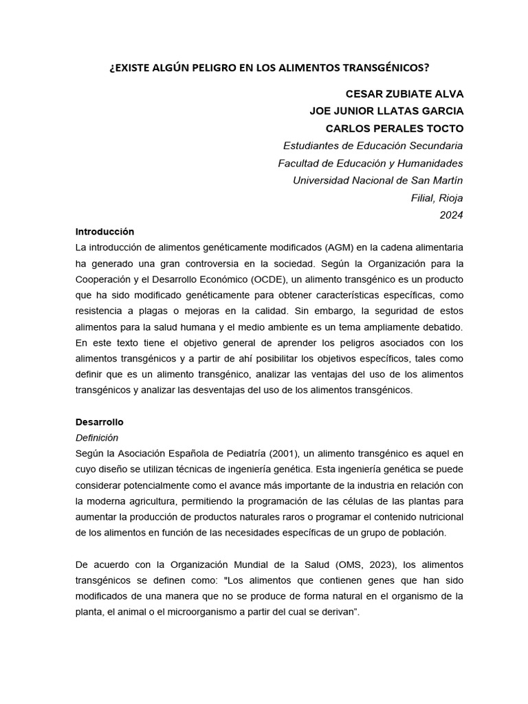 Texto Informativo Shesha Gey | PDF | Organismo genéticamente modificado | Comida genéticamente ...