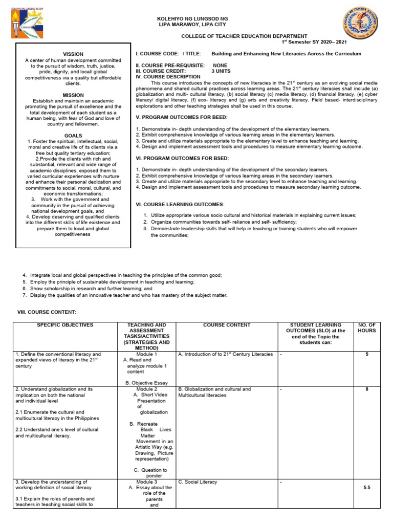 Building and Enhancing New Literacies Across The Curriculum Final ...
