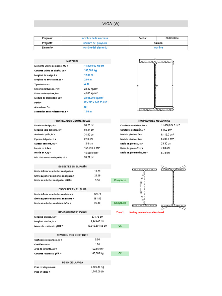 Revision Viga de Carga Entrepiso NTC | PDF | Viga (Estructura ...
