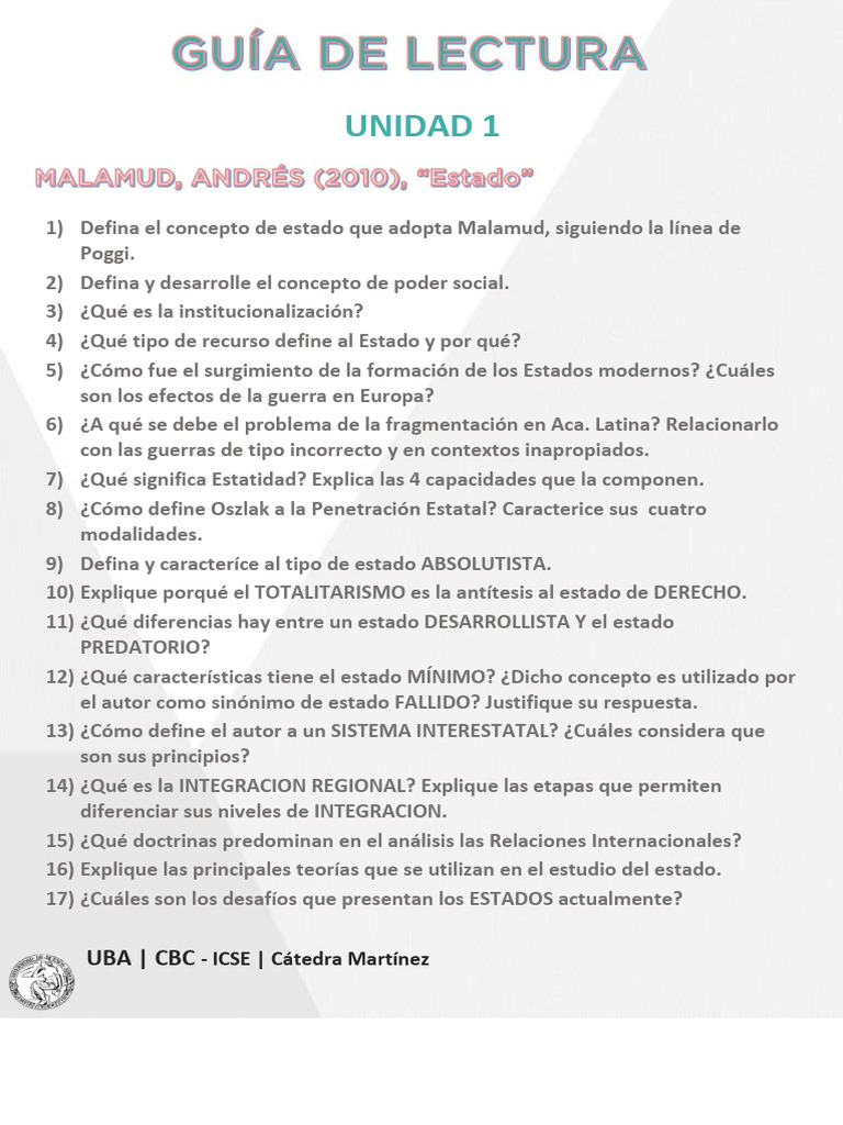 Guía de Lectura U1 | PDF | Ciencias sociales