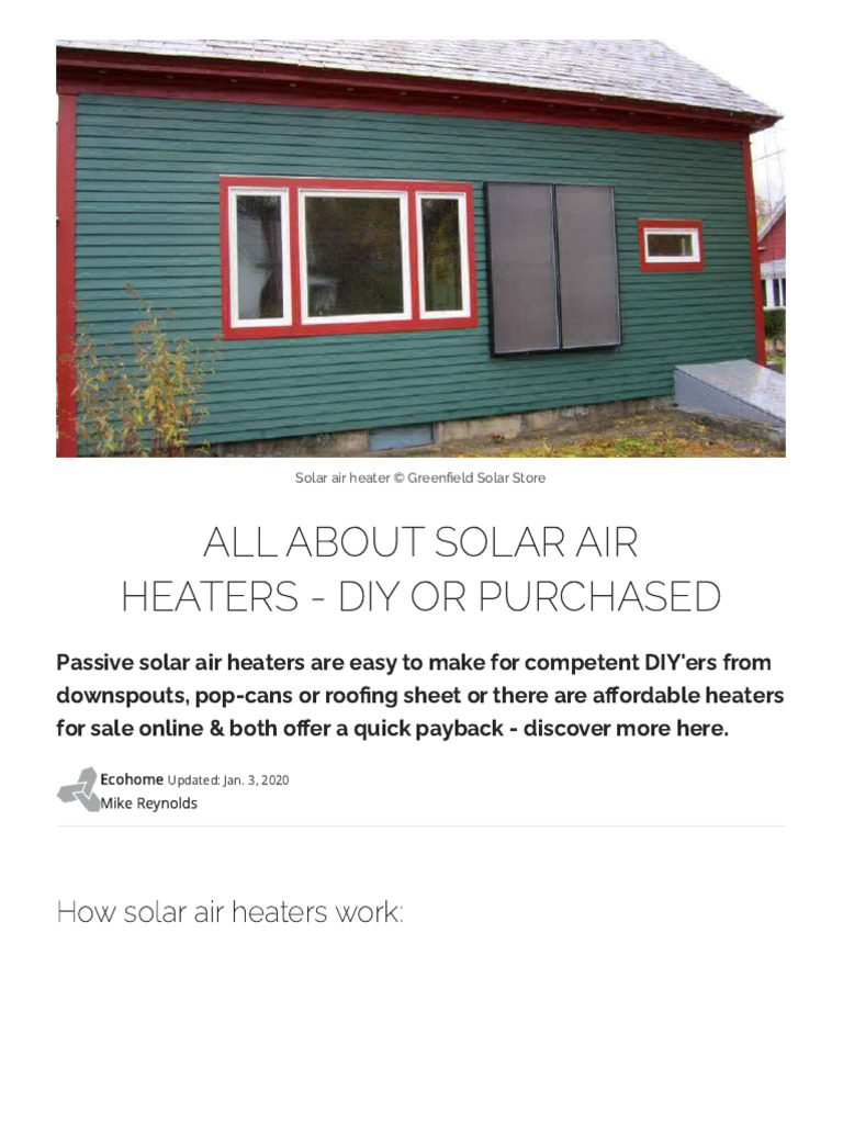 How To Build A Solar Air Heating Panel - DIY Video - Ecohome | PDF ...
