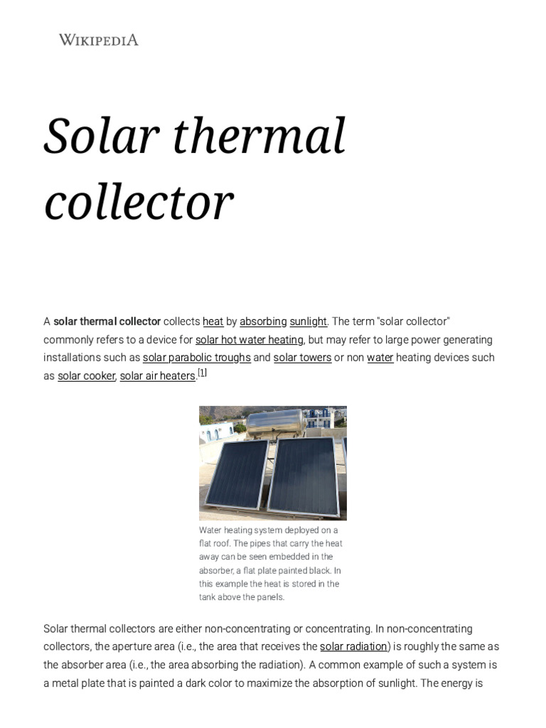 Solar Thermal Collector - Wikipedia | PDF | Solar Energy | Physical Quantities