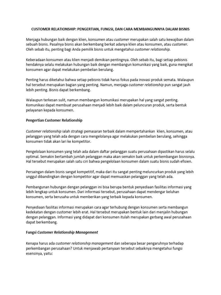 Customer Relationship Materi | PDF