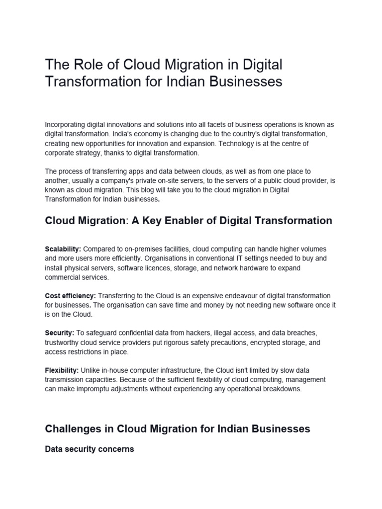 GB 2 - The Role of Cloud Migration in Digital Transformation For Indian Businesses | Download ...