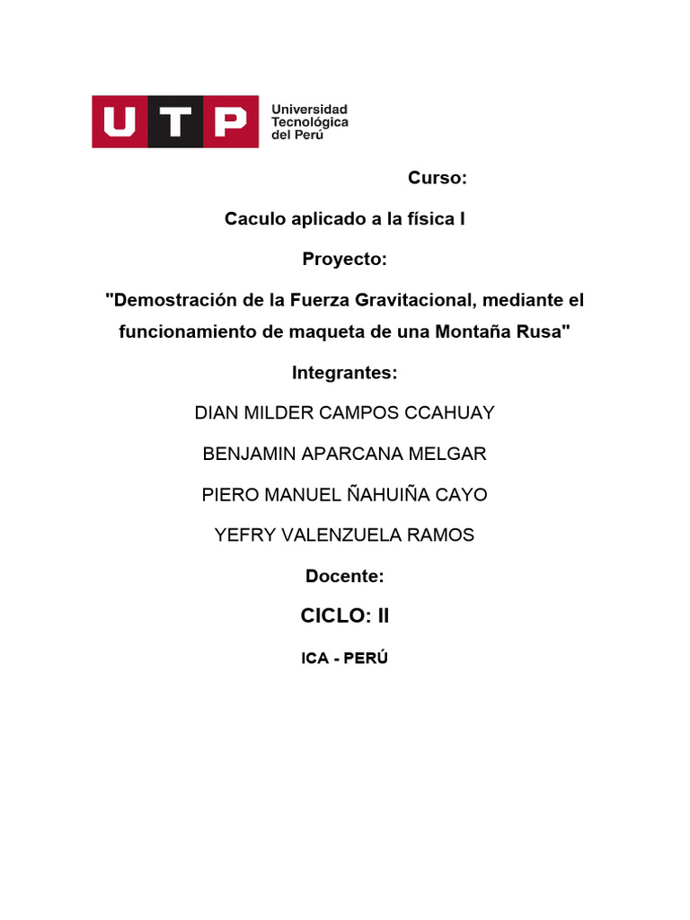 Proyecto MONTAÑA RUSA | PDF | Fuerza | Velocidad