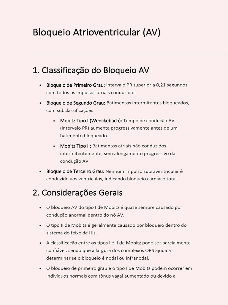 Classificação e Tratamento do Bloqueio AV | PDF | Coração ...