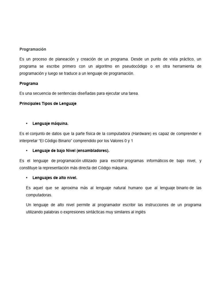 Tarea 2 Programacion | PDF | Lenguaje de programación | Programación