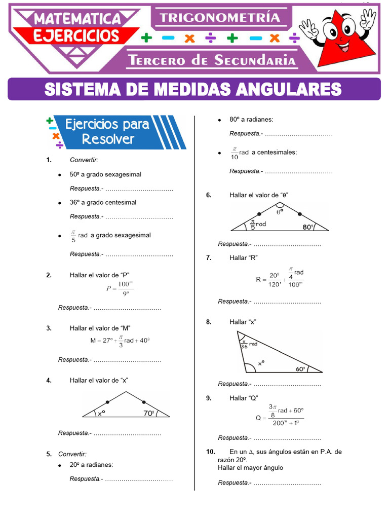 Sistema de Medidas Angulares para Tercer Grado de Secundaria | PDF ...