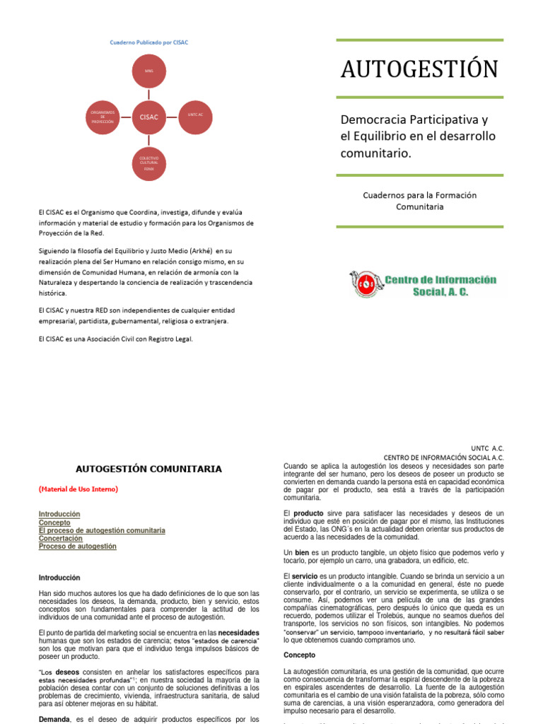Autogestión Comunitaria: Principios y Proceso | PDF | Comunidad ...