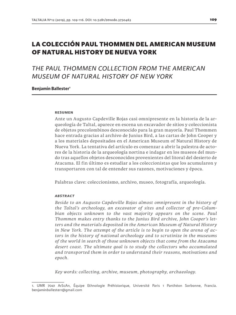 Ballester 2019 - La Colección Paul Thommen Del American Museum of ...