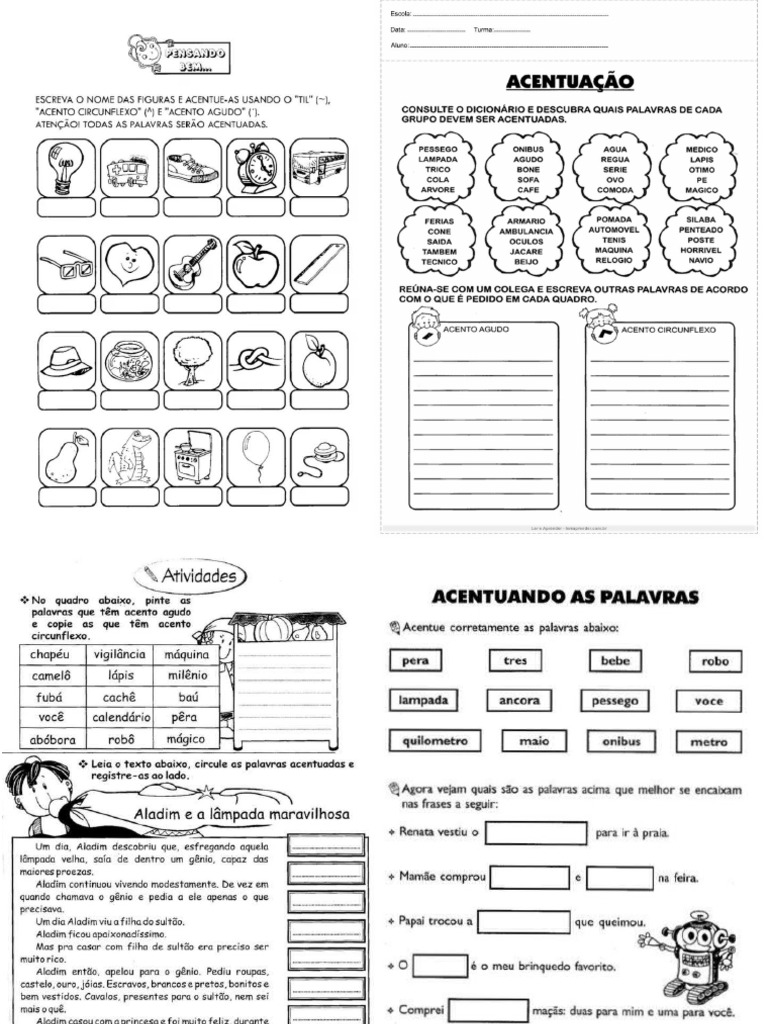 Atividades Acento Agudo e Circunflexo | PDF