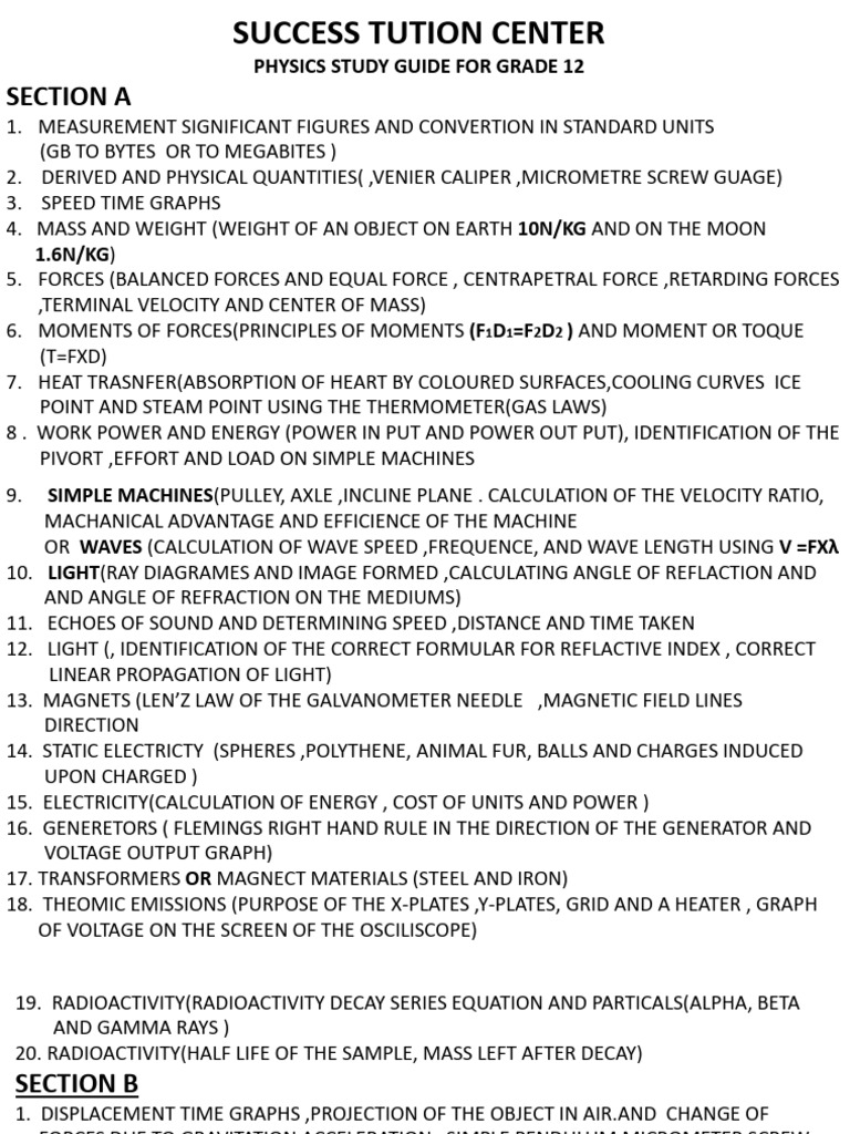 Class 12 Physics Study Guide PDF | PDF | Radioactive Decay | Refraction