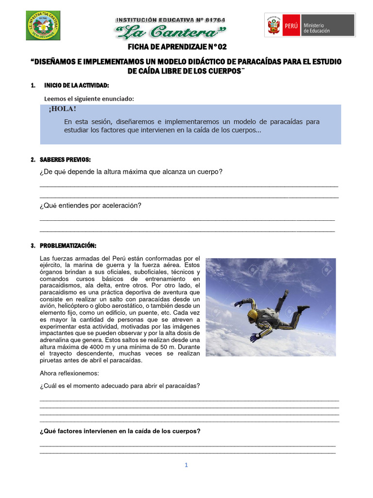 Ficha de Aprendizaje N°02 | PDF | Paracaídas | Evaluación