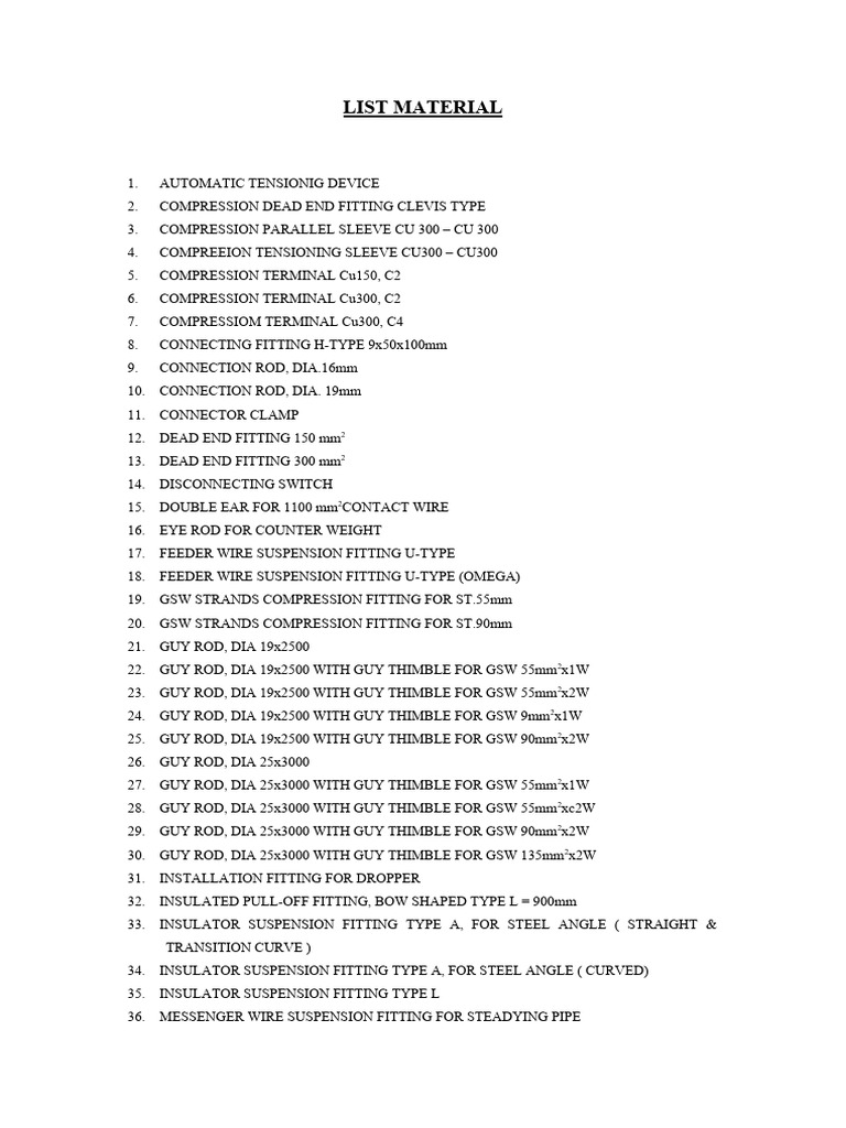 List Material | Download Free PDF | Manufactured Goods | Electrical Engineering