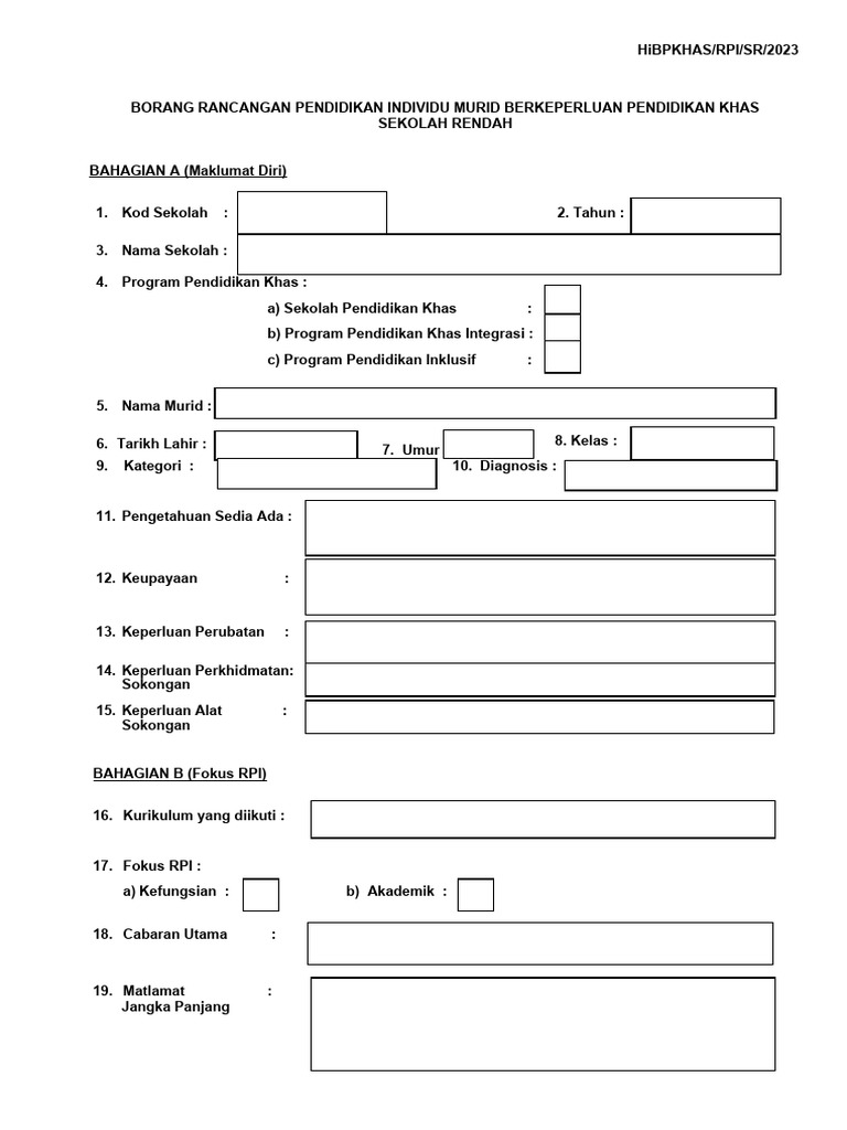 Borang RPI Rendah | PDF