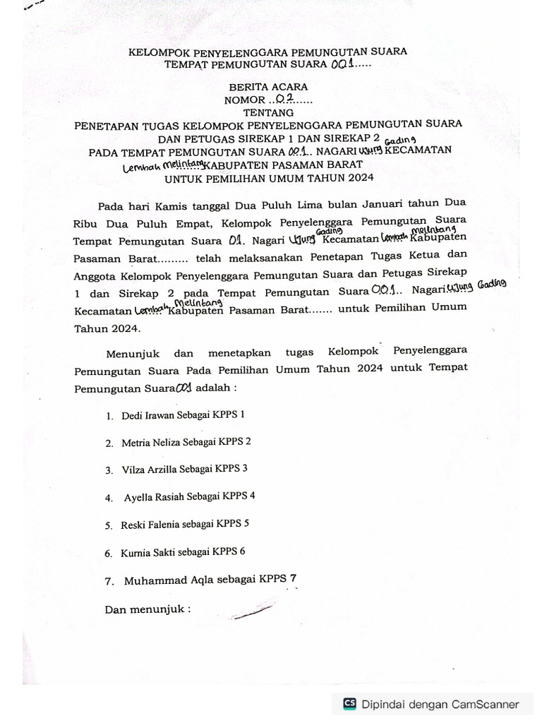 Ba Pembagian Tugas KPPS | PDF
