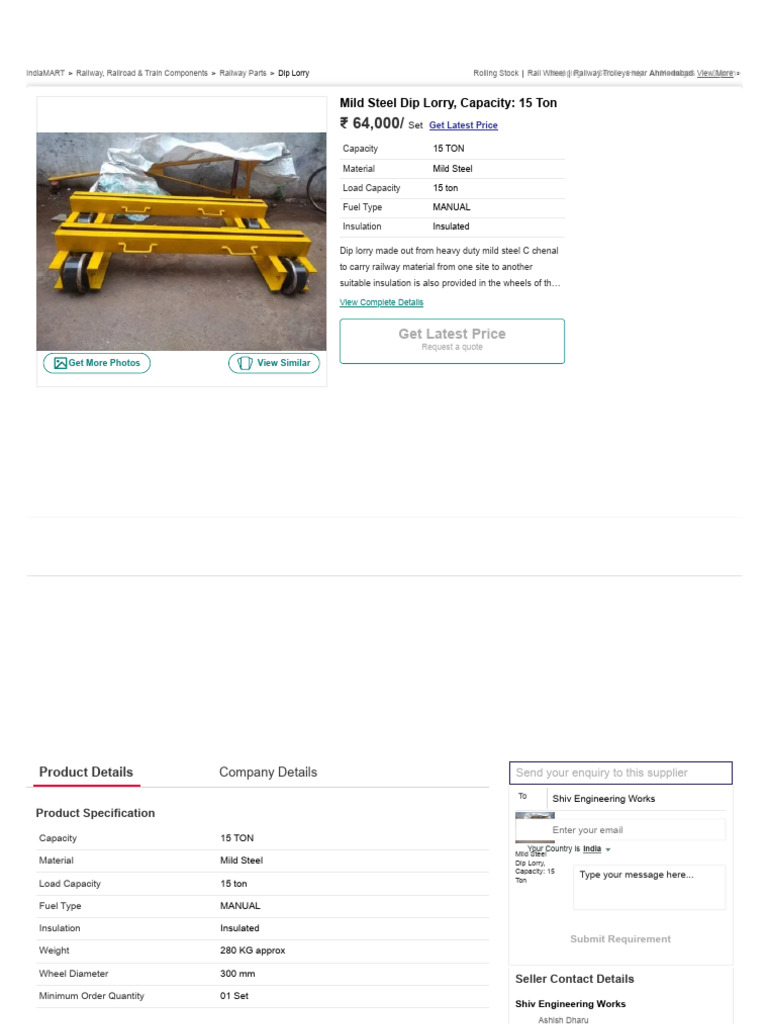 15 Ton Mild Steel Dip Lorry | PDF | Truck | Rail Transport