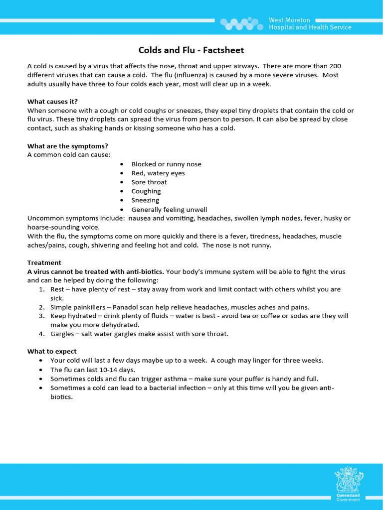 Fact Sheet - Colds | PDF | Common Cold | Diseases And Disorders