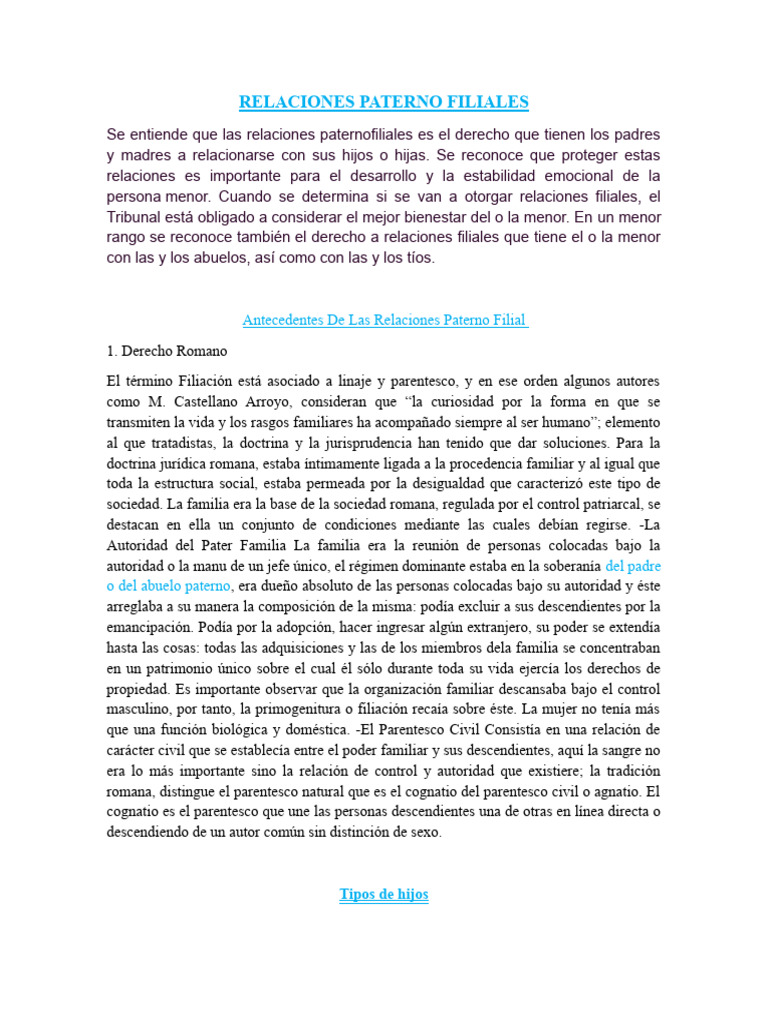 Relaciones Paterno Filiales y Derecho | PDF | Subrogación ...