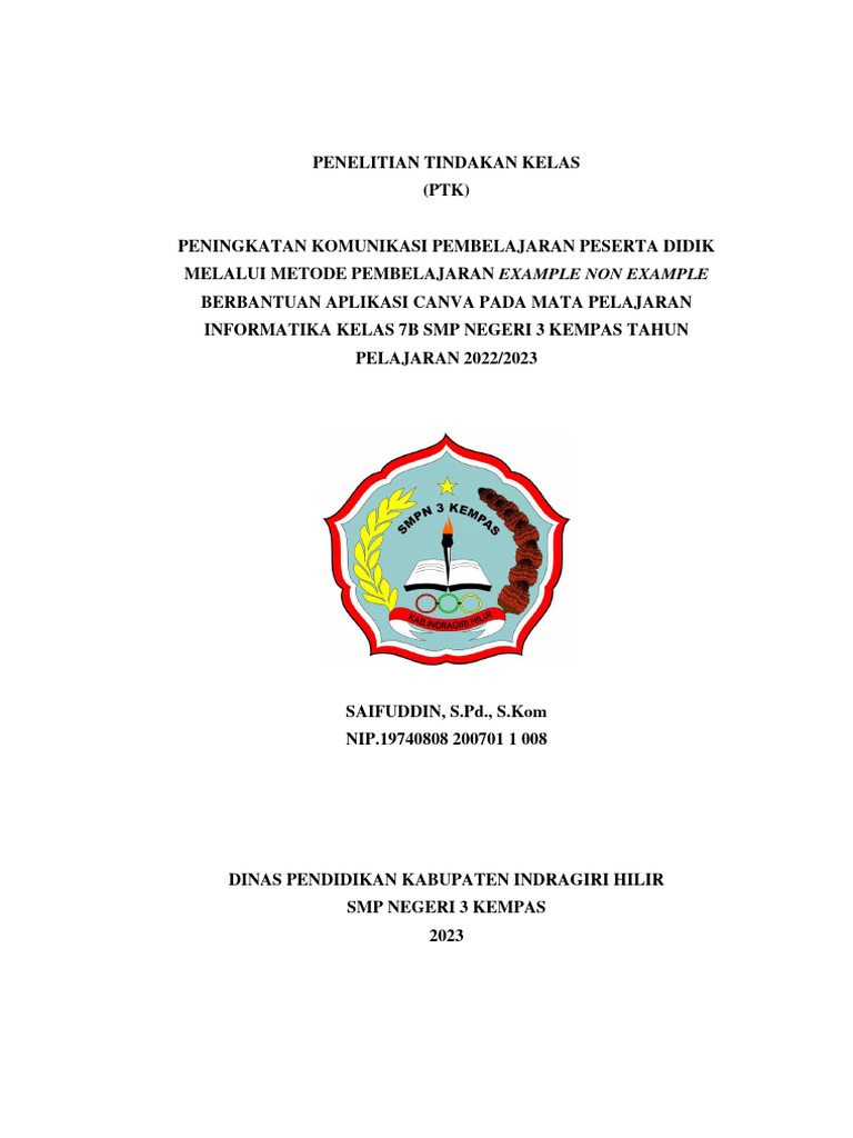 Contoh PTK 2 | PDF | Karier & Perkembangan