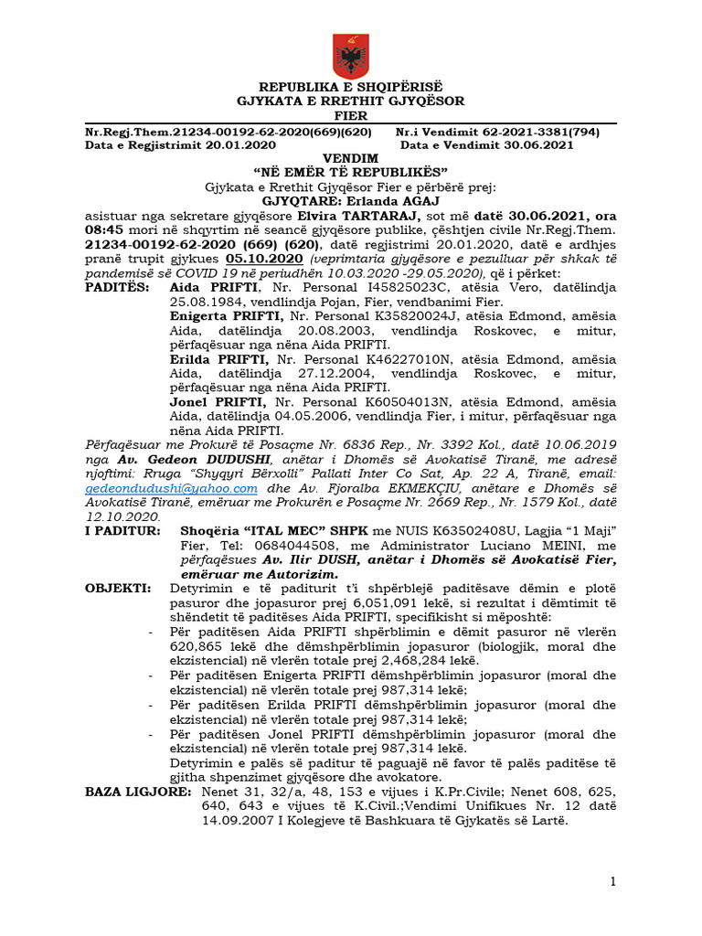 Aida Prifti Vendim Perfundimtar Aeab3b9561 | PDF