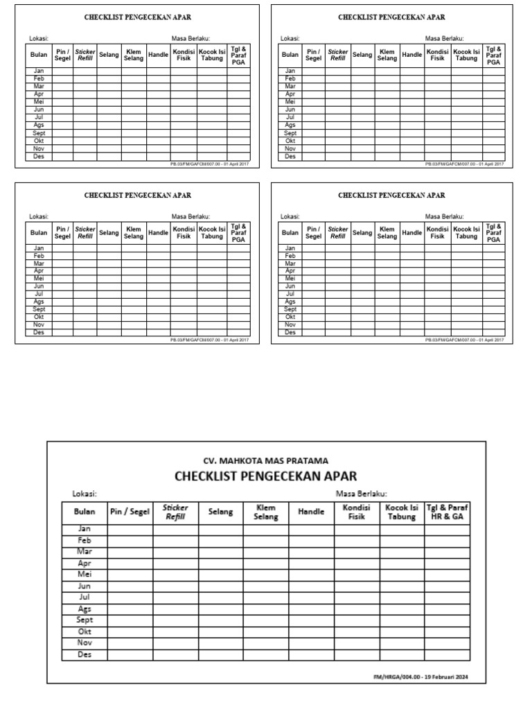 FM-HRGA-004.00 Checklist Pengecekan Apar | PDF