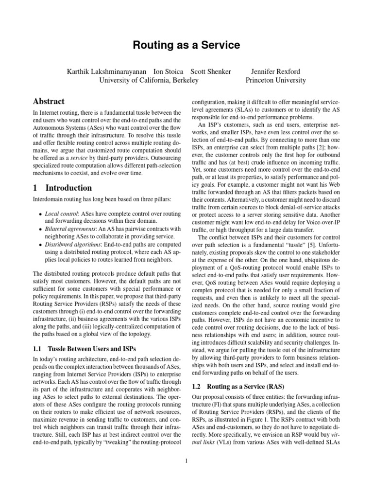 Routing As AService | PDF | Routing | Computer Network