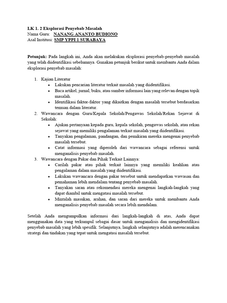 Nanang Ananto Budiono - LK.1.2 - Siklus 2 | PDF | Karier & Perkembangan