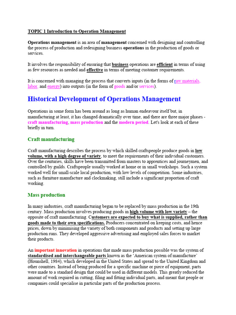 EIS W6-W7 Operation Management | PDF | Lean Manufacturing | Supply Chain Management