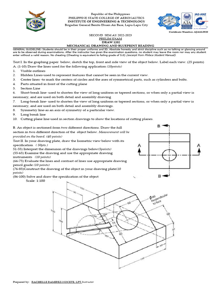 Draw 1202 Prelim Exam 2024 | PDF | Drawing | Geometry