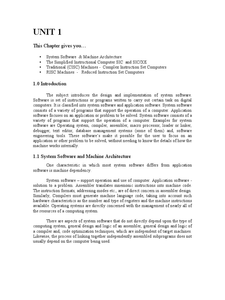 System Software Unit 1 | PDF | Assembly Language | Integer (Computer Science)