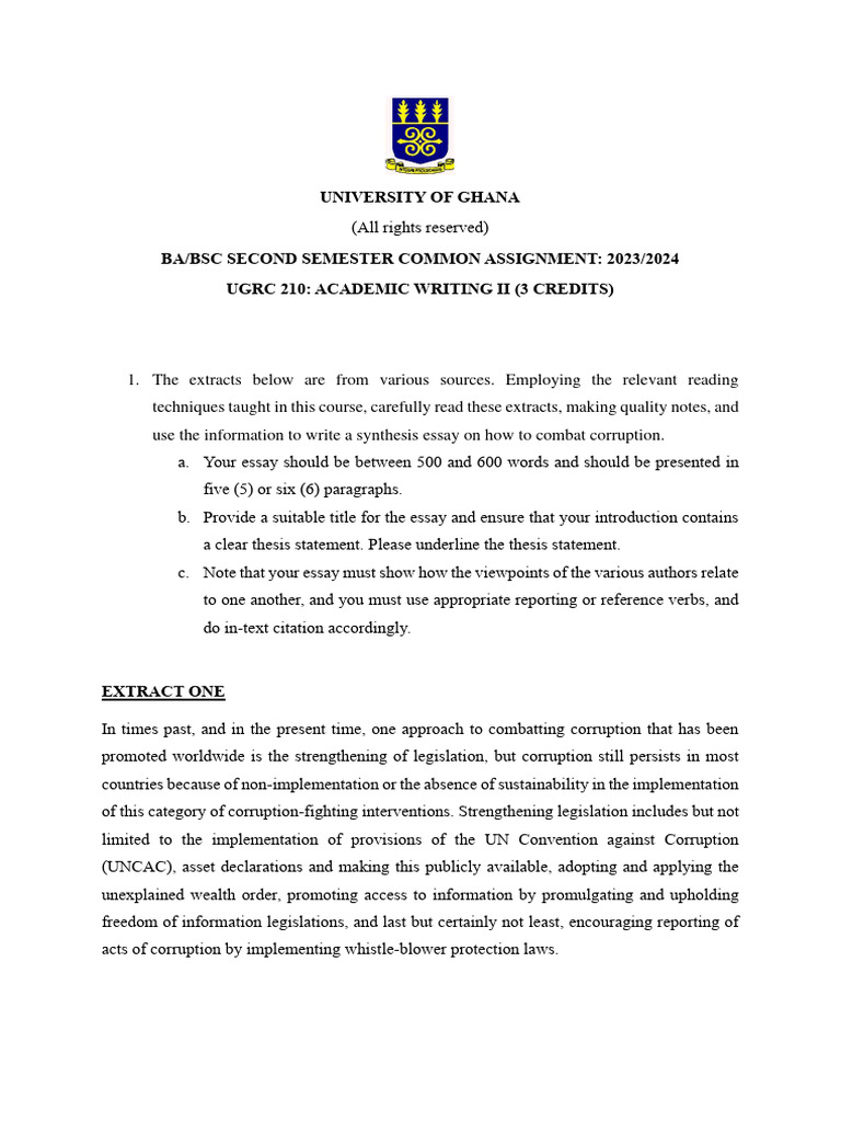 Ugrc 210 s2 Common Assignment | PDF | Corruption | Government