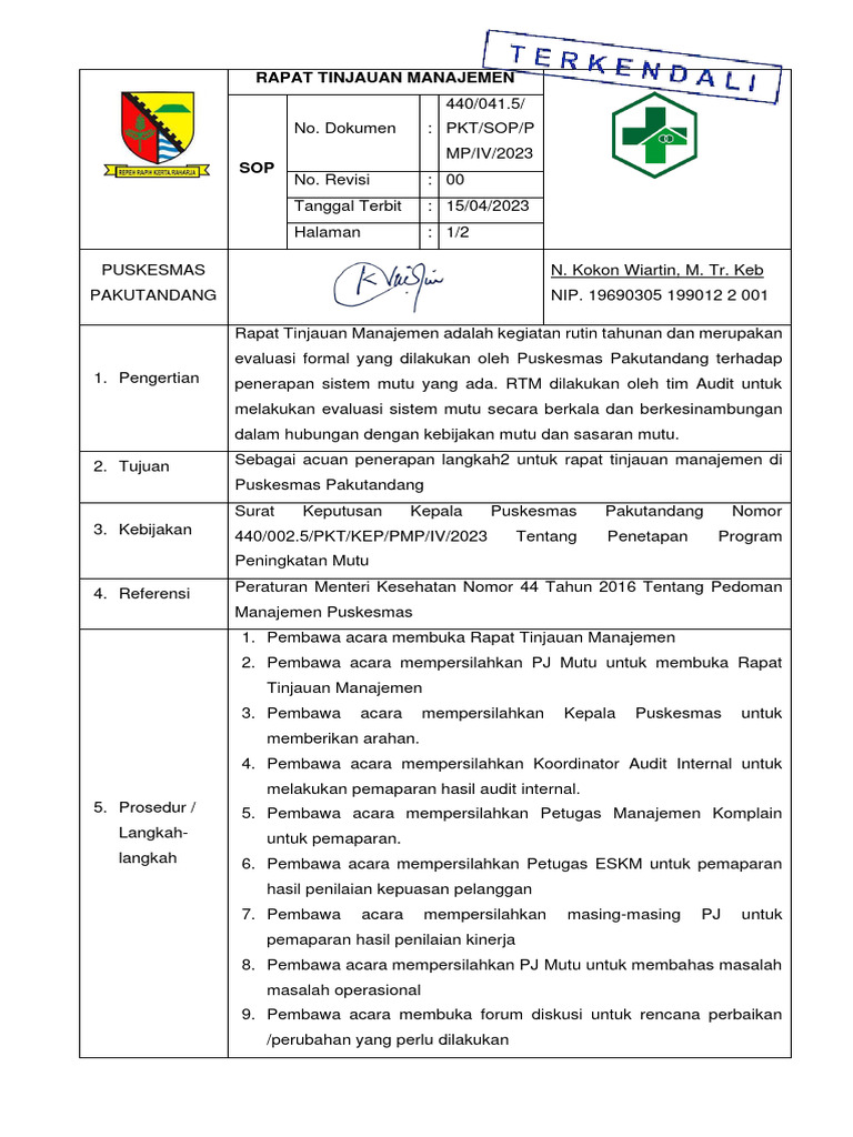 Sop RTM | PDF | Bisnis | Pengelolaan Keuangan & Uang