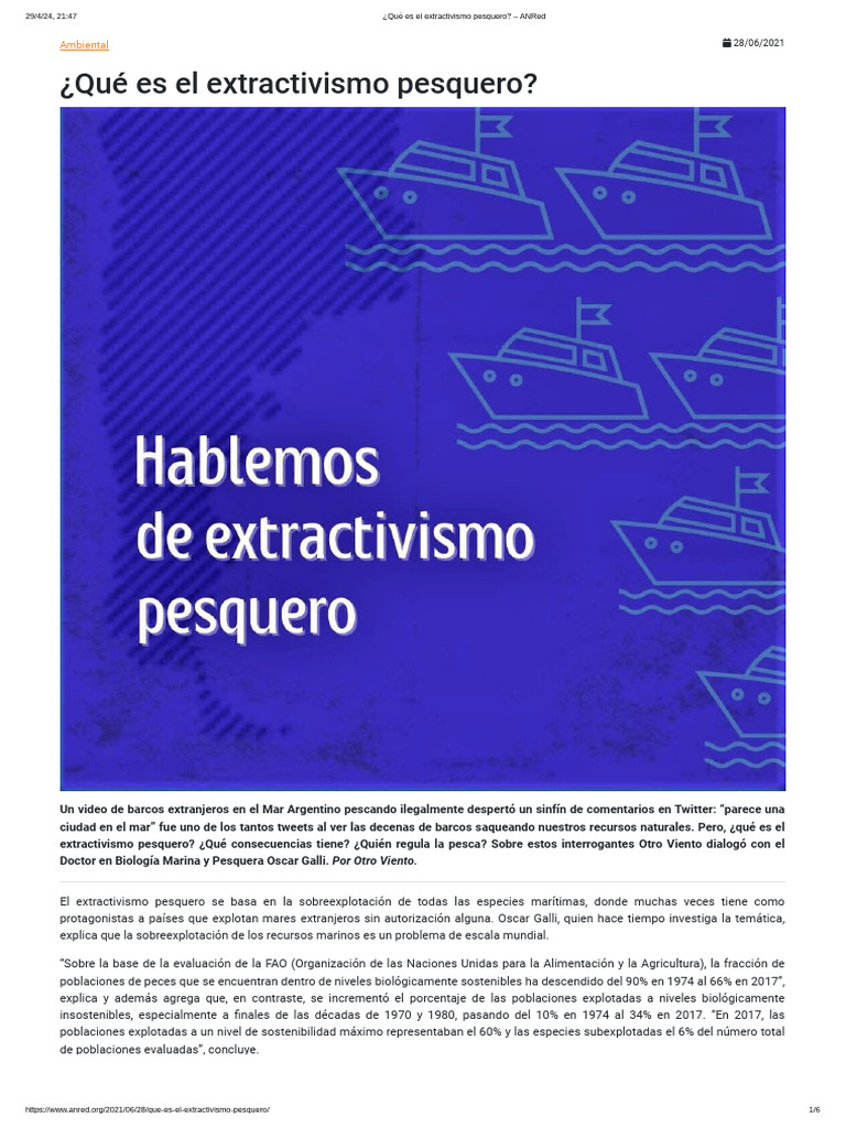 ¿Qué Es El Extractivismo Pesquero | PDF | Capitalismo | Mar