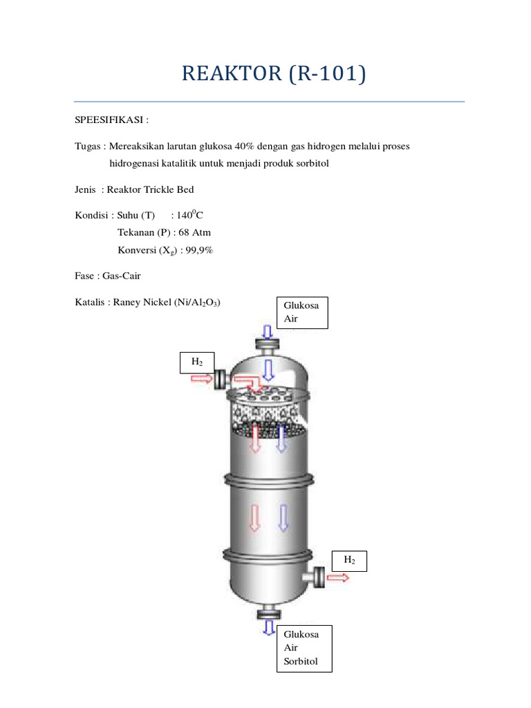 Spesifikasi dan Kinetika Reaktor Hidrogenasi | PDF | Metode & Bahan ...