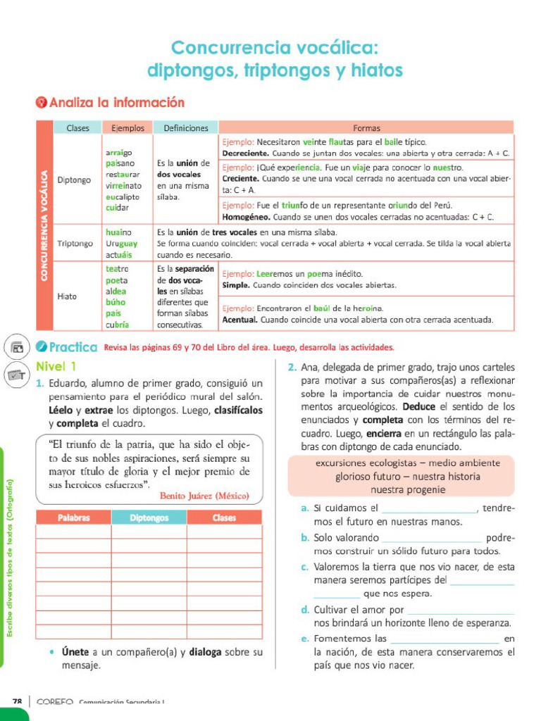 Ficha de Actividad Concurrencia Vocalica 1ro | PDF