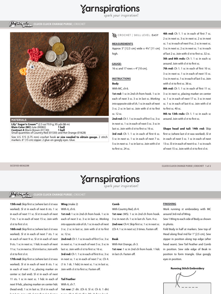 Chicken Coin Purse | PDF | Crochet | Handicrafts
