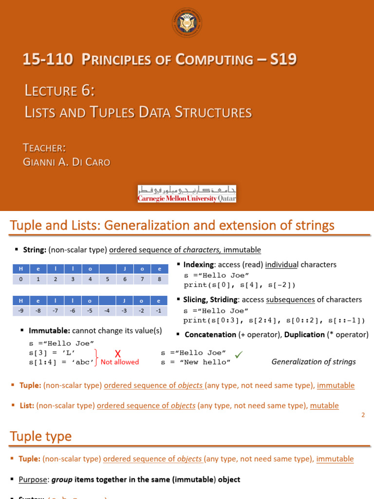 110 6 ListsTuples 1 | PDF | Integer (Computer Science) | String (Computer Science)