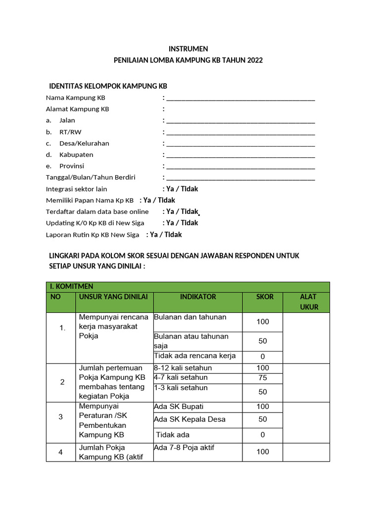 DPPKBPPPA Wonosobo Penilaian KP KB | PDF