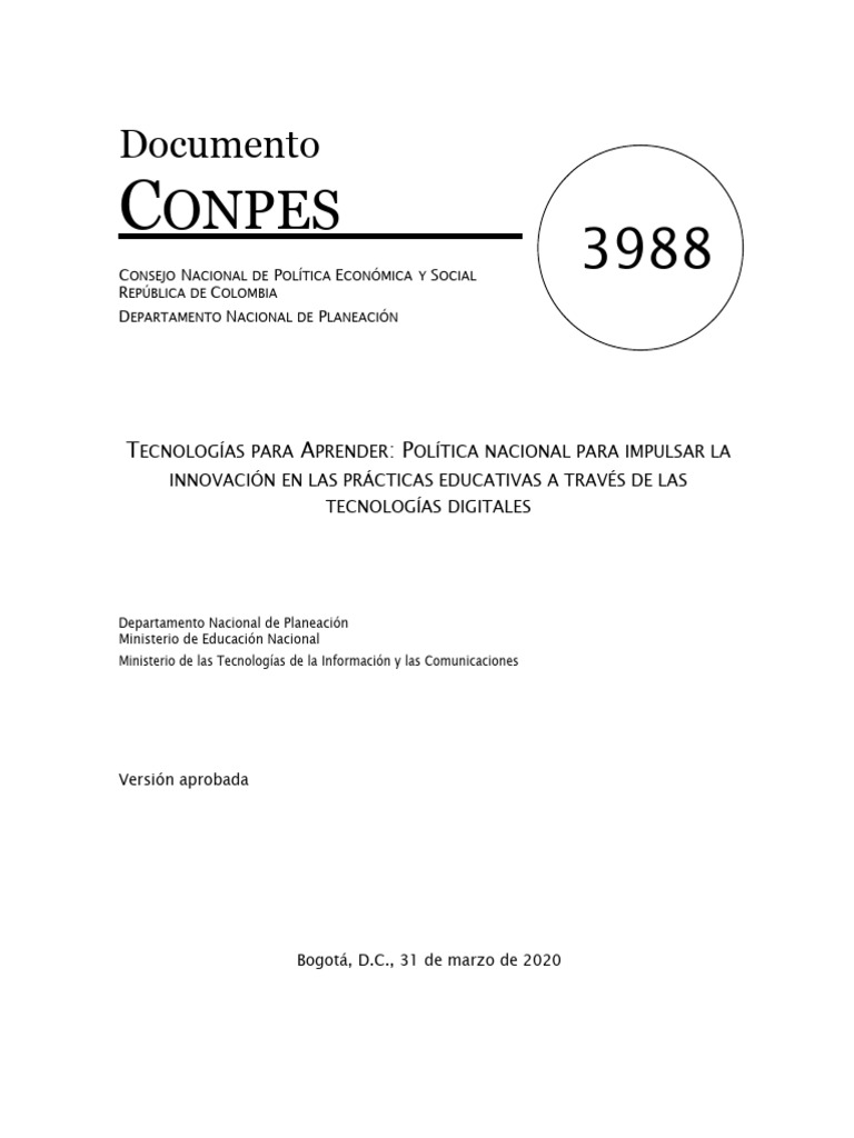 2020 Conpes 3988 | PDF | Tecnología de información y comunicaciones ...